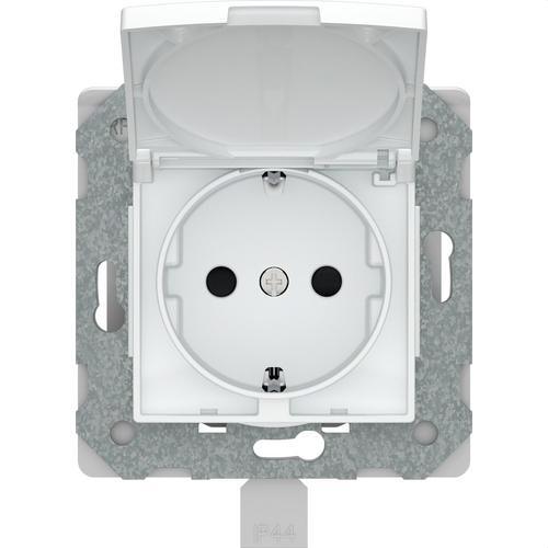 Base de enchufe schuko con tapa abatible blanco BJC Viva - GroupSumi | GroupSumi