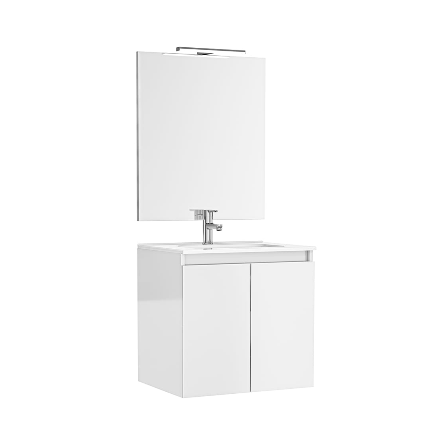 GALA Vit Badrumsmöbelset 60cm med Tvättställ, Spegel & Belysning ...