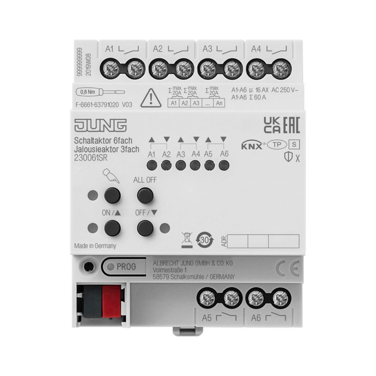 Actionneur de commutation 6 phases KNX 230061 1S R JUNG - GroupSumi | GroupSumi