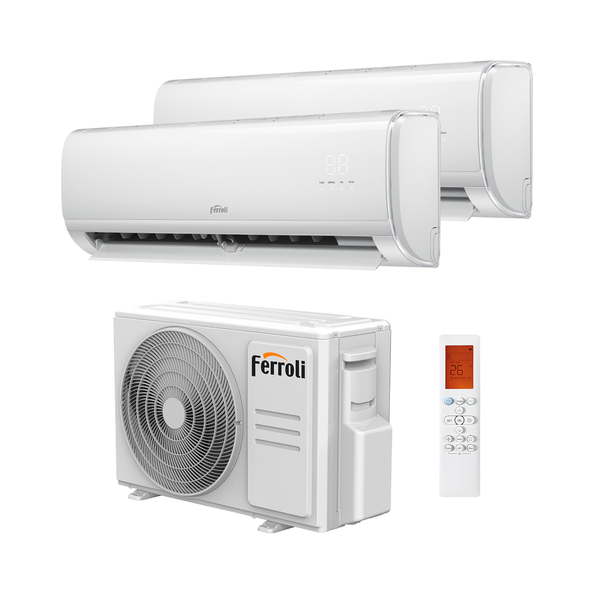 Ar Condicionado 2x1 WiFi Ferroli Giada M 9+12 2,6+3,5 kW FERROLI - GroupSumi | GroupSumi