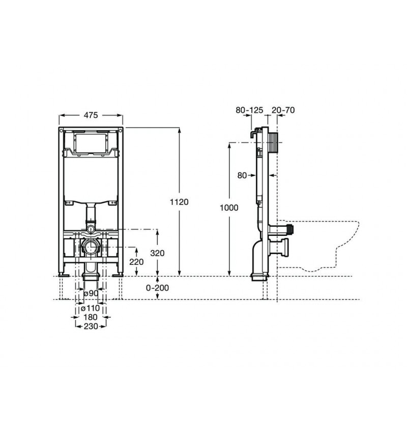 ROCA Frame with Dual Cistern for Suspended Toilet WC One - GroupSumi ...