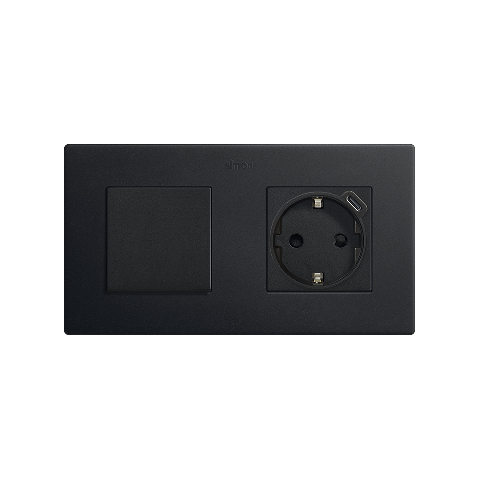 Prise Schuko USB C 10,5W Noir Mat Simon 270 SIMON - GroupSumi | GroupSumi