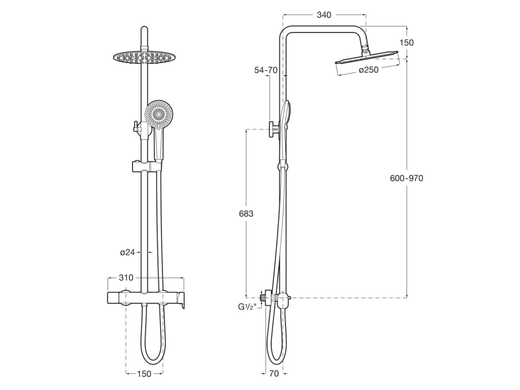 Roca Vega Plus Round Chrome Shower Column ROCA - GroupSumi | GroupSumi
